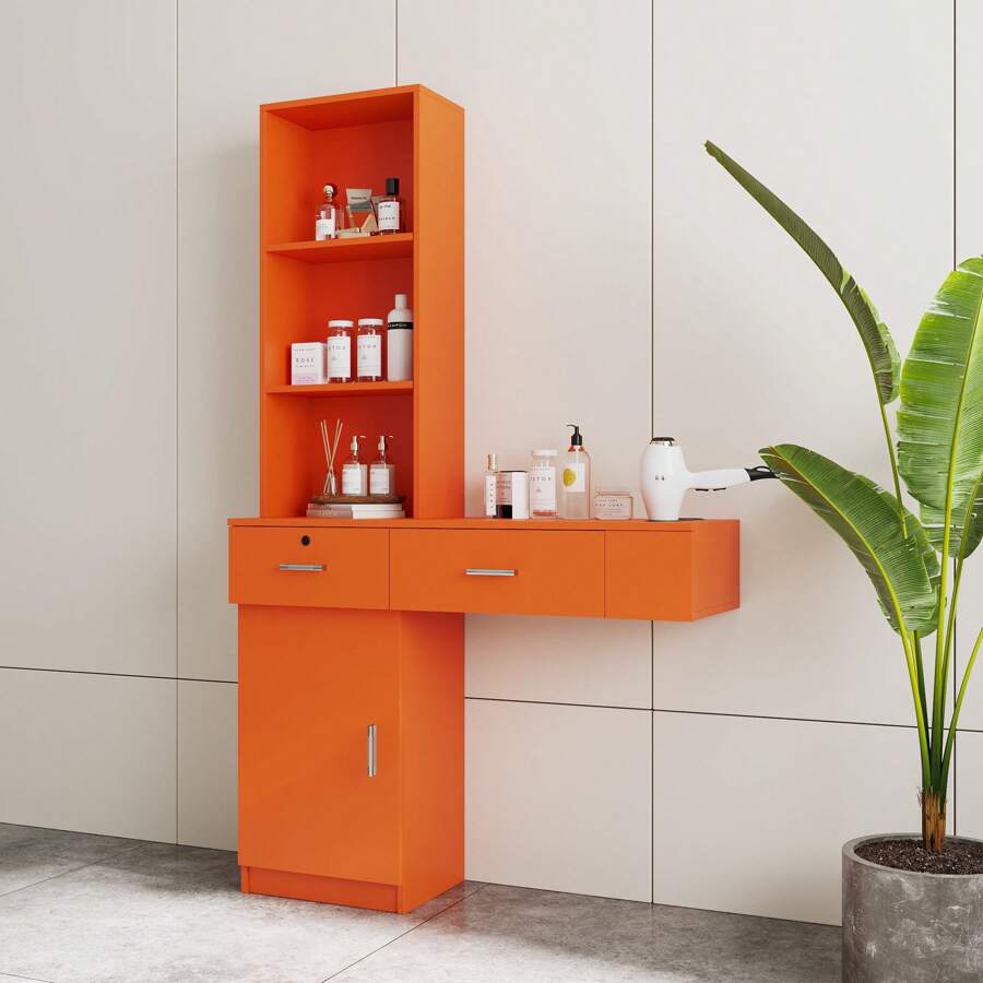 Modern Minimalist Hair Salon Table With Multi-Tier Storage For Hair ...