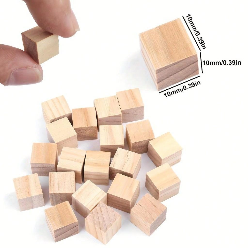 100pcs Small Wooden Cubes 1 X 1 X 1cm (0.4 X 0.4 X 0.4 Inch) Wood Cubes ...