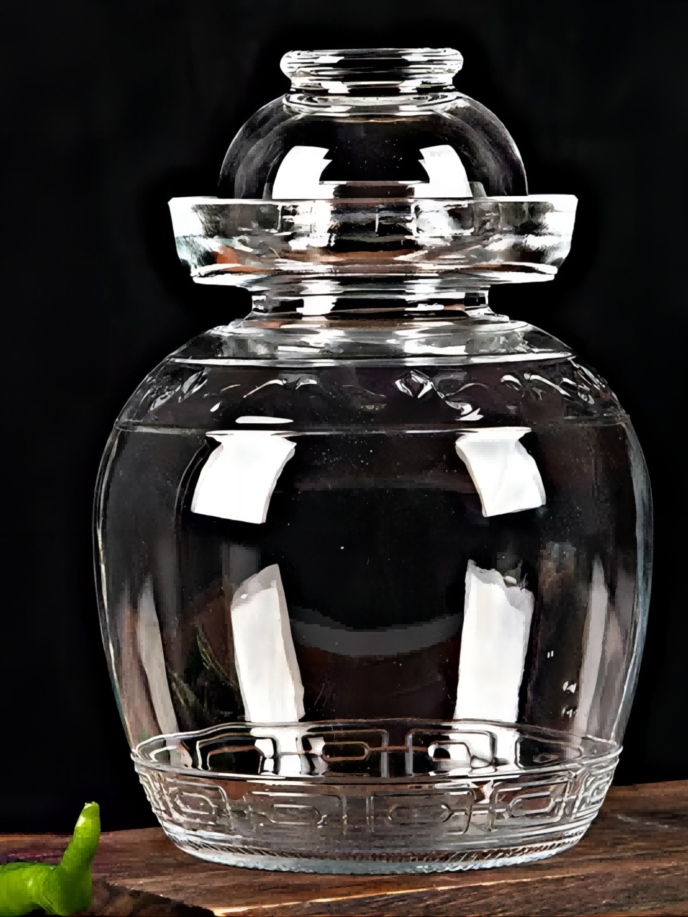Large 2500ml Glass Fermentation Jar - Traditional Fermenting Crock With ...
