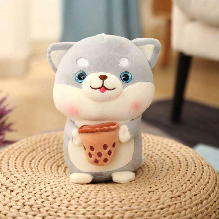 1pc Lovely Stuffed Dog In A Milk Tea Cup, Cute Plush Dog Tea Cup Doll ...