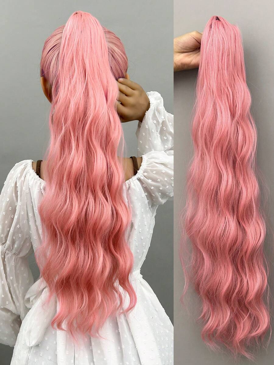 Ponytail Extension Claw 24 Inch Curly Wavy Straight Clip Wig For Women ...