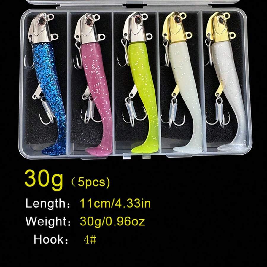 5 Sets Bayonet Lure Set With T-Tail Soft Lure, Lead Fish, Fake Lure ...