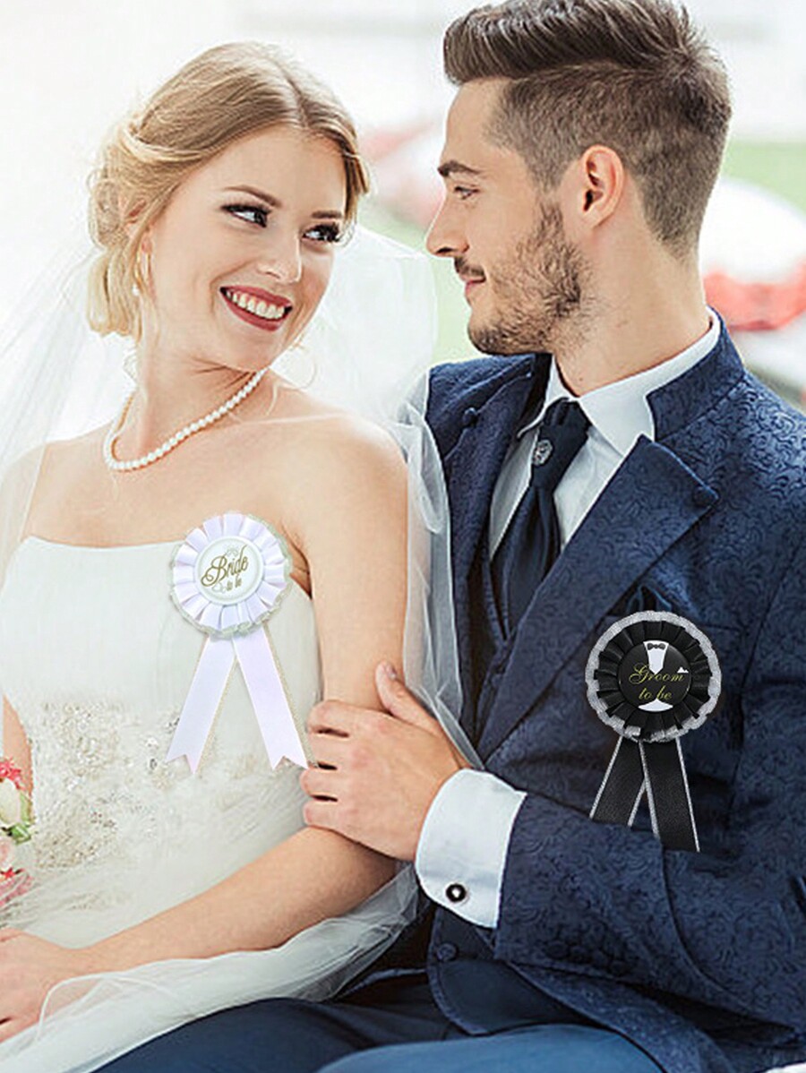 4 Pcs Groom And Bride To Be Sash Badge Brooch Set Sash And Badge Pin ...