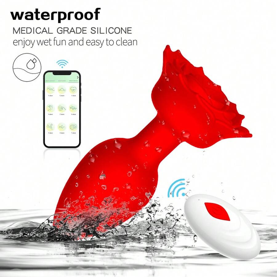 Yaoji Charging APP Remote Control Rose Silicone Anal Plug Female Masturbator | SHEIN USA