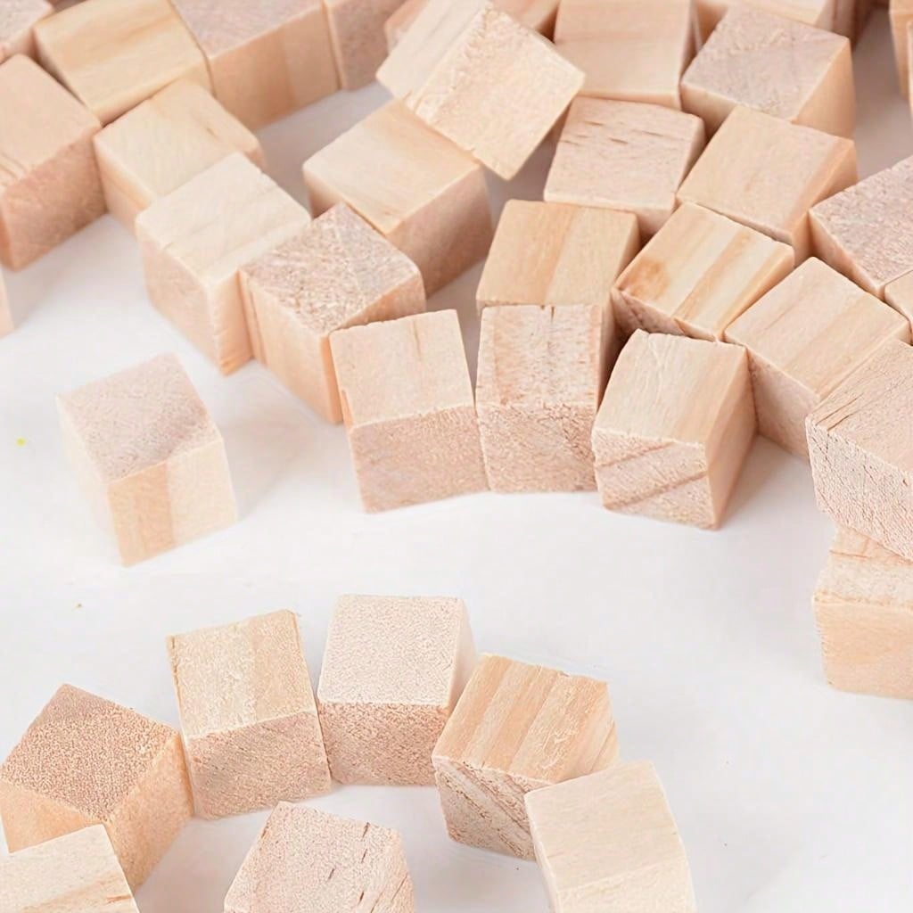 100pcs Small Wooden Cubes 1 X 1 X 1cm (0.4 X 0.4 X 0.4 Inch) Wood Cubes ...