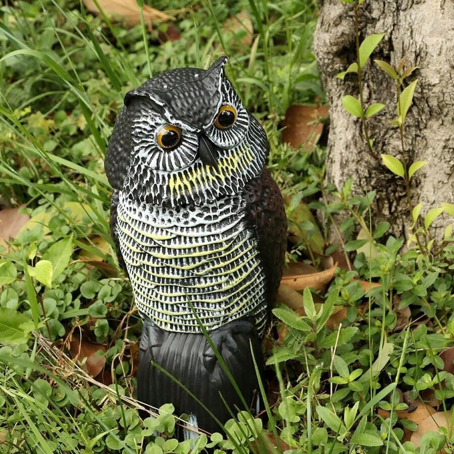 1 Pcs Realistic Fake Owl Decoy With Rotating Head For Garden Yard ...