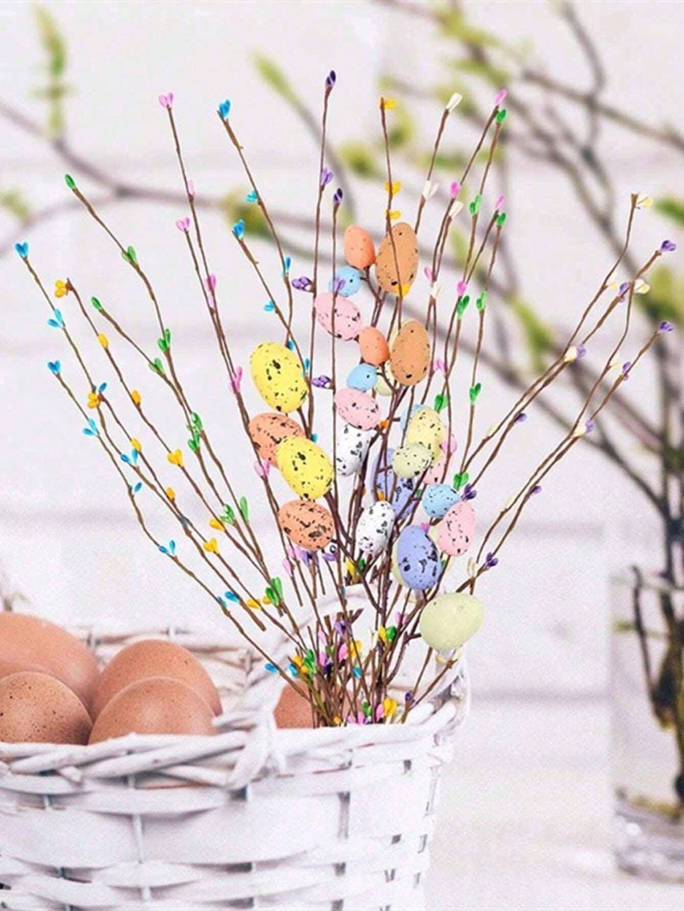 13Pcs Artificial Easter Spray Vine With Pastel Easter Eggs And Berries ...