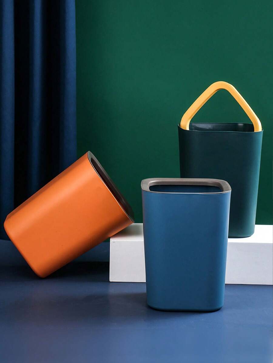 1pc Household Trash Can Without Lid And With Press Ring For Living Room ...