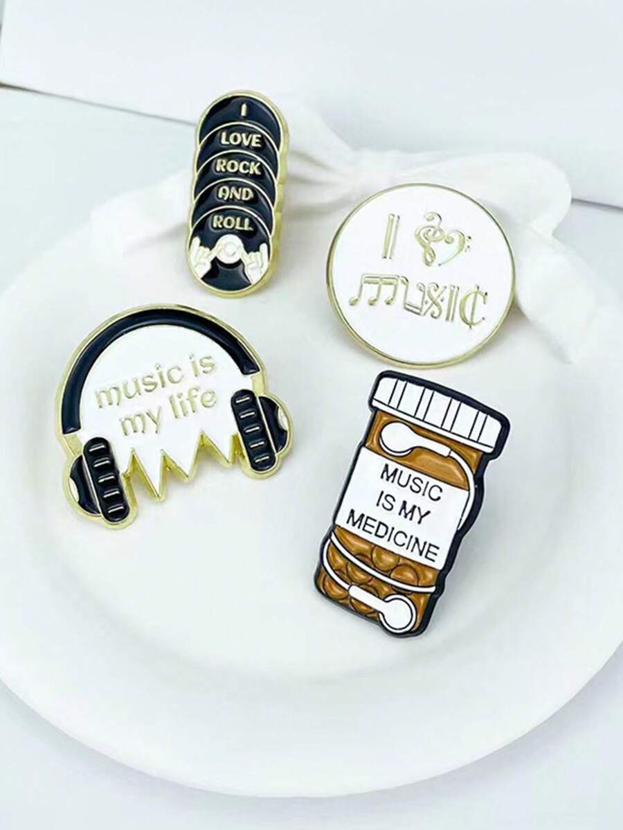 Music Theme Alloy Brooches & Badges For Backpack, Clothes, And Hat ...
