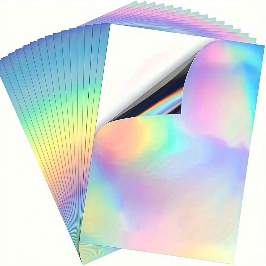 20sheets A4 Holographic Vinyl Sticker Paper, Rainbow Inkjet Printable ...
