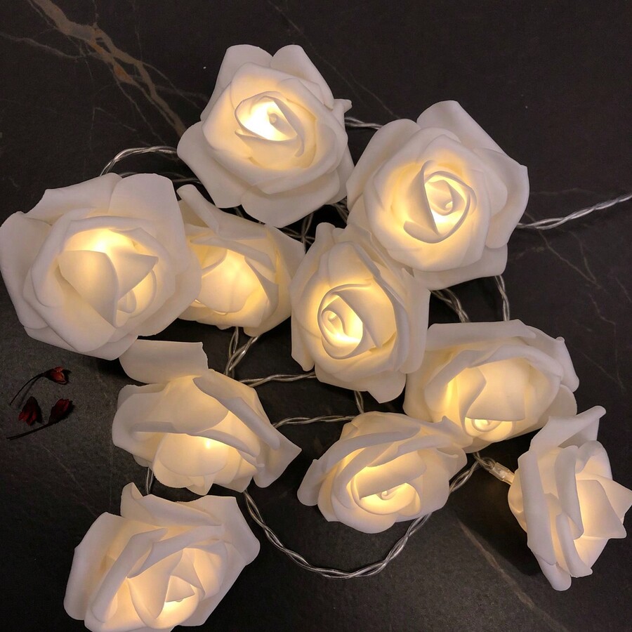 White Rose Flower Led String Lights, For Festival, Bouquet, Room ...