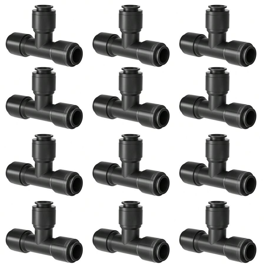 12 Packs Quick-Connect 1/4" Drip Irrigation Tee Connectors Leak Free ...