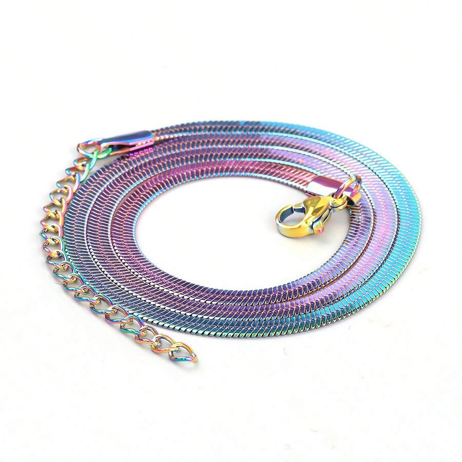 1pc 3MM Blade Chain Necklace, Hiphop Flat Snake Bone Chain, Minimalist ...