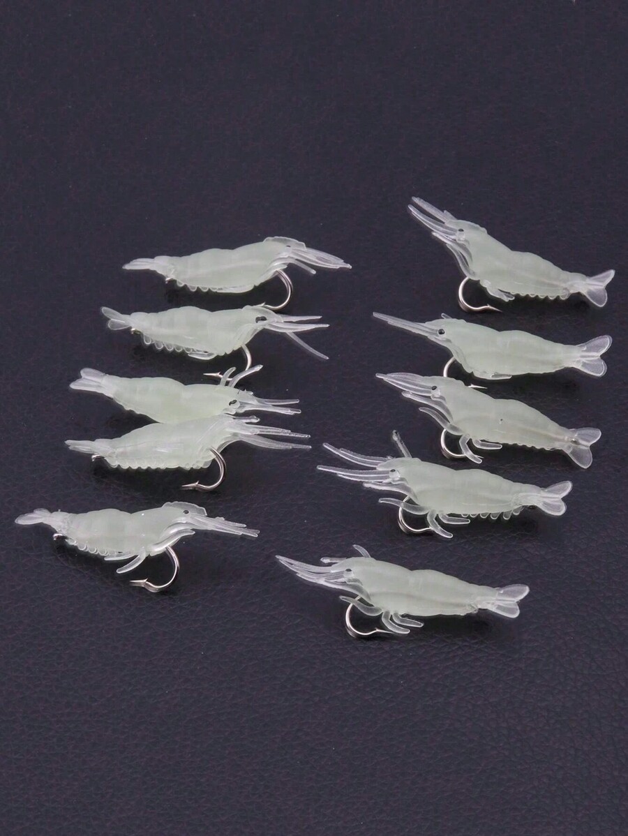 10pcs Glow In The Dark Bionic Shrimp With Spiny Hook Design, Strong Smell Bait Mini Bait ...