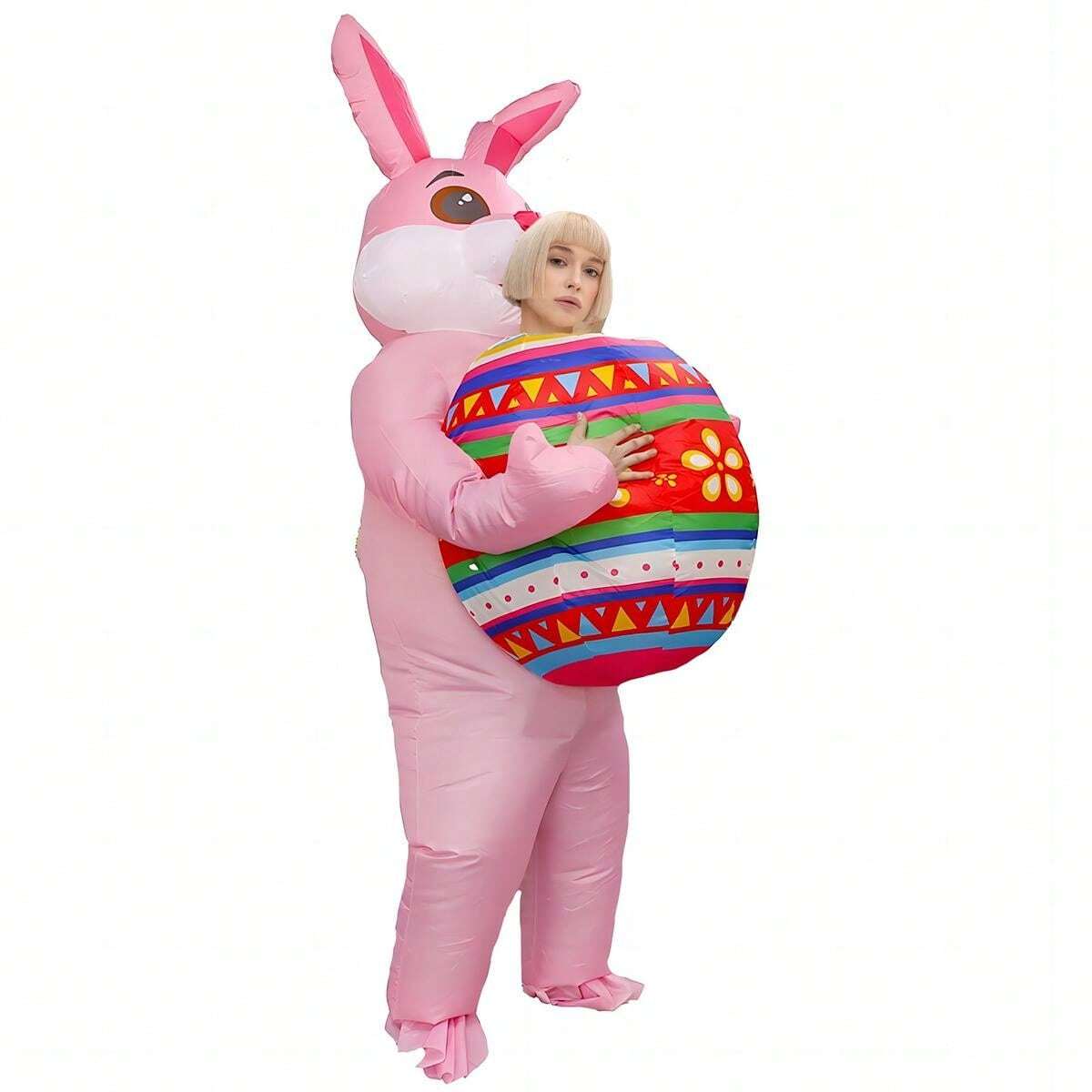 Inflatable Easter Bunny Costume For Adult, Full Body Air Blow-Up Deluxe ...