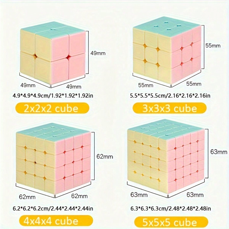 Macaron Series Speed No-Sticker Cube (2x2, 3x3, 4x4, 5x5, Pyramid, Smooth Rotation Puzzle Cube ...