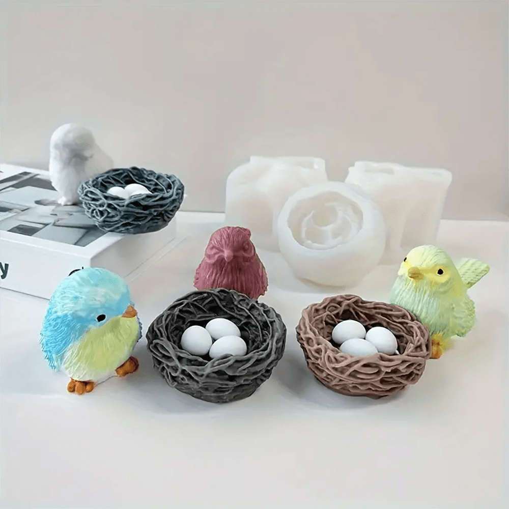 1pc 3d Bird Nest Mold Sparrow Bird House Craft Decor Diy Plaster ...
