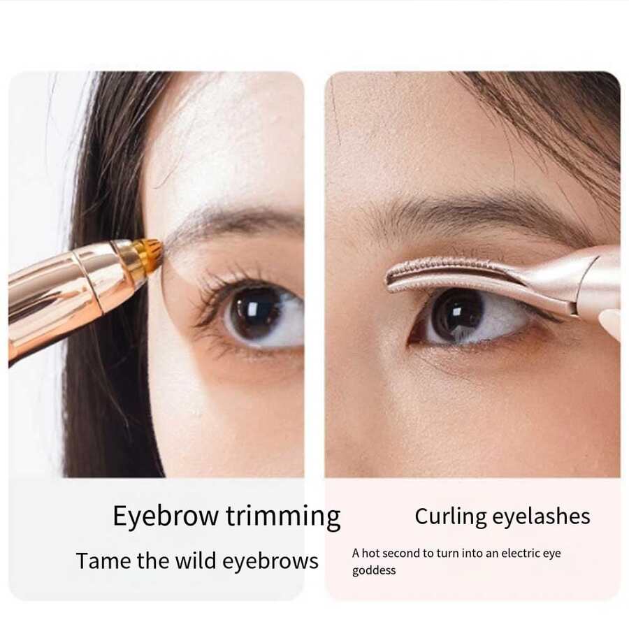 1pc Electric Eyebrow Trimmer & Eyelash Curler Two-In-One Beauty Tool ...