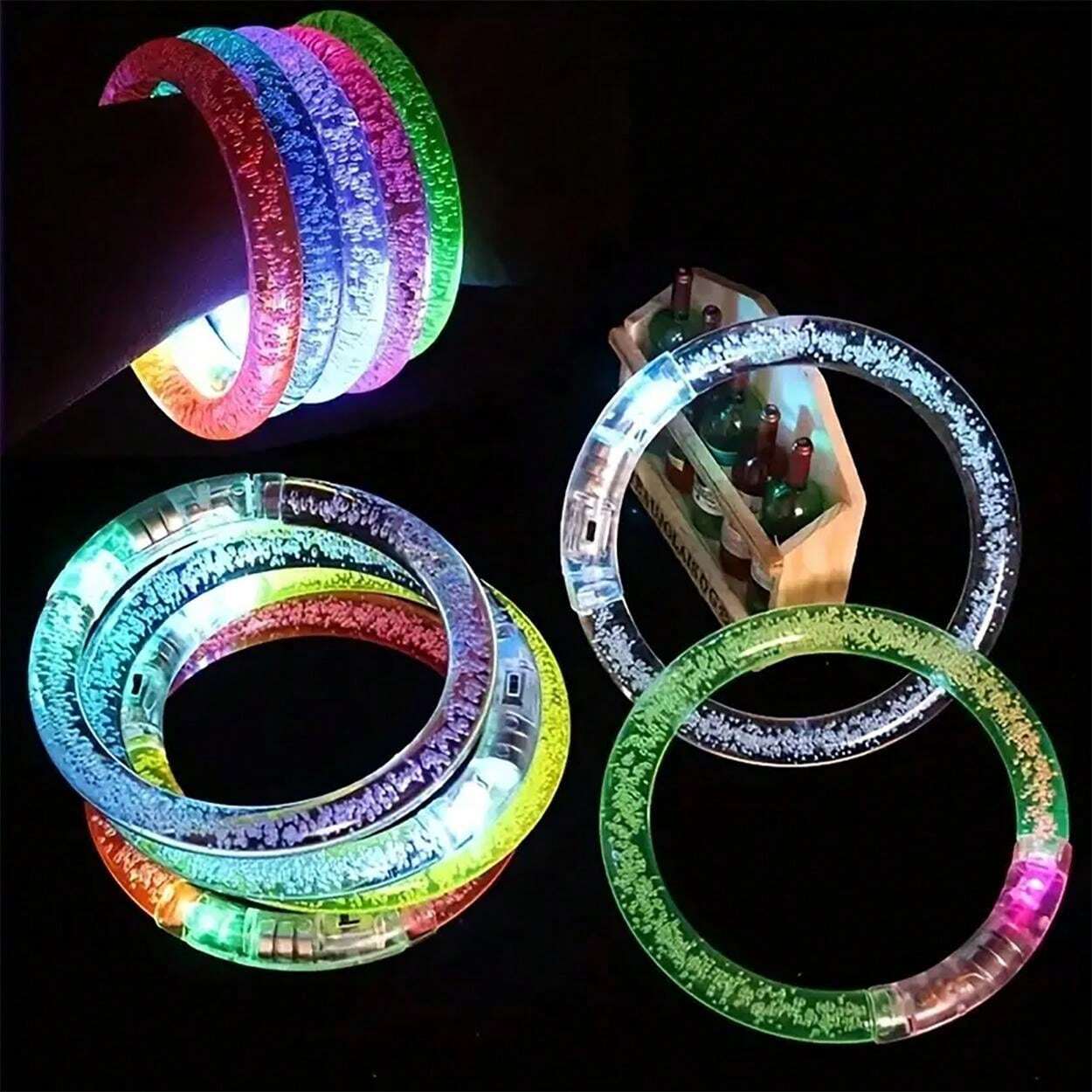 5pcs Random Color Luminescence Bracelets, Acrylic Flash Bracelets, Led ...