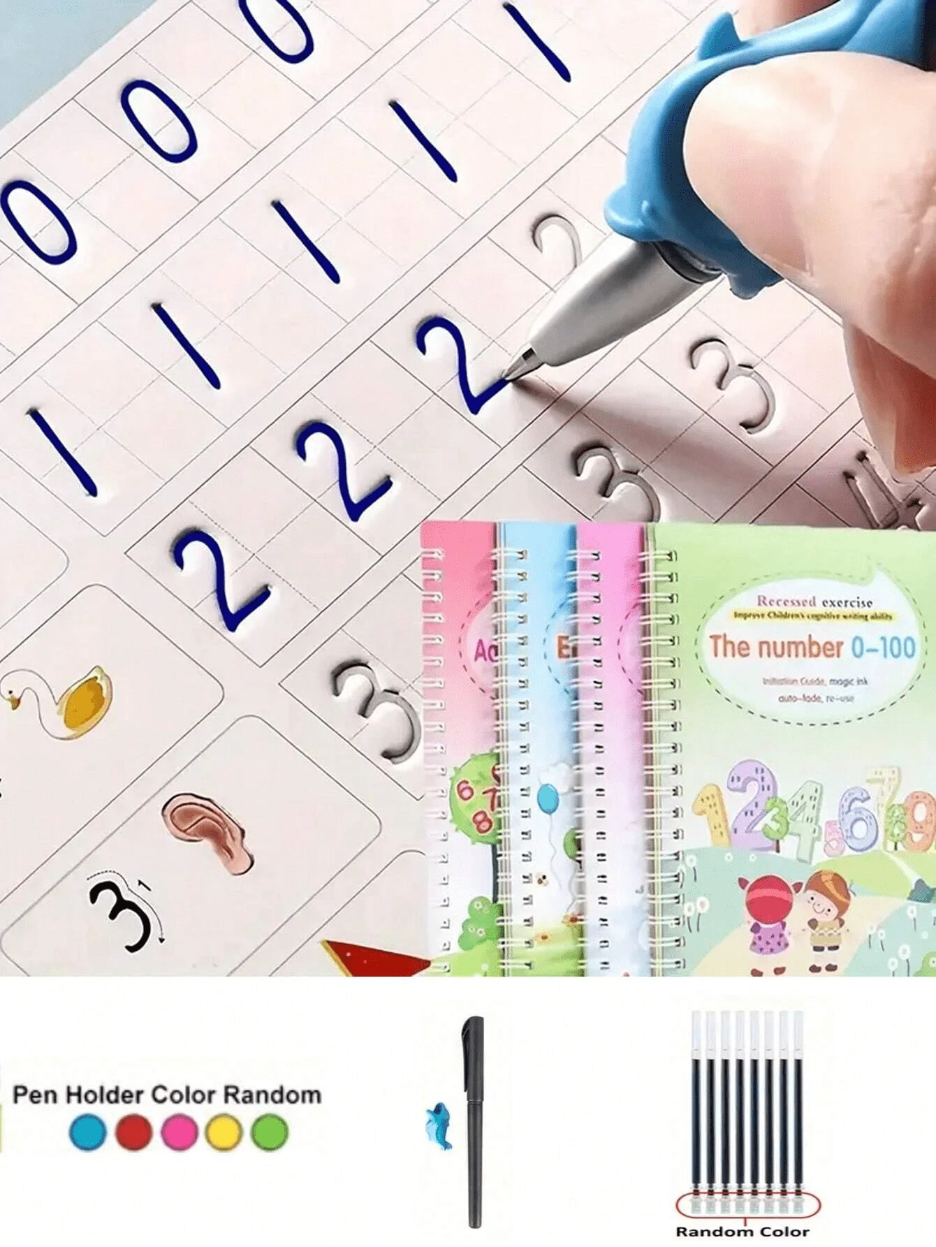 4pcs Incredible Handwriting Practice Books & 1pc Reusable Calligraphy ...