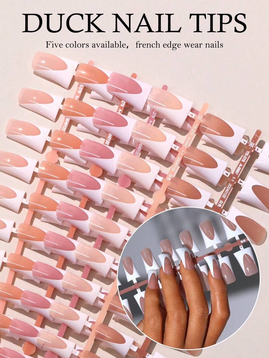 120pcs French Soft Glue Nail Stickers, Duckbill Stick French Nails, 3 ...