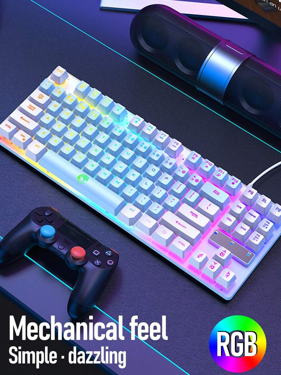 Fashionable Wired K87 Key Membrane Mechanical Keyboard With Usb Rainbow ...