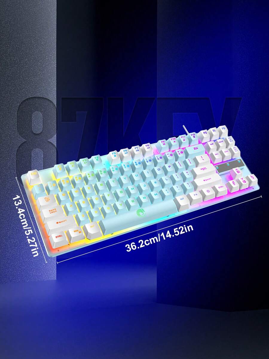 מקלדת מכנית ממברנה קווית K87 Key אופנתית עם תאורה אחורית של קשת Usb ...