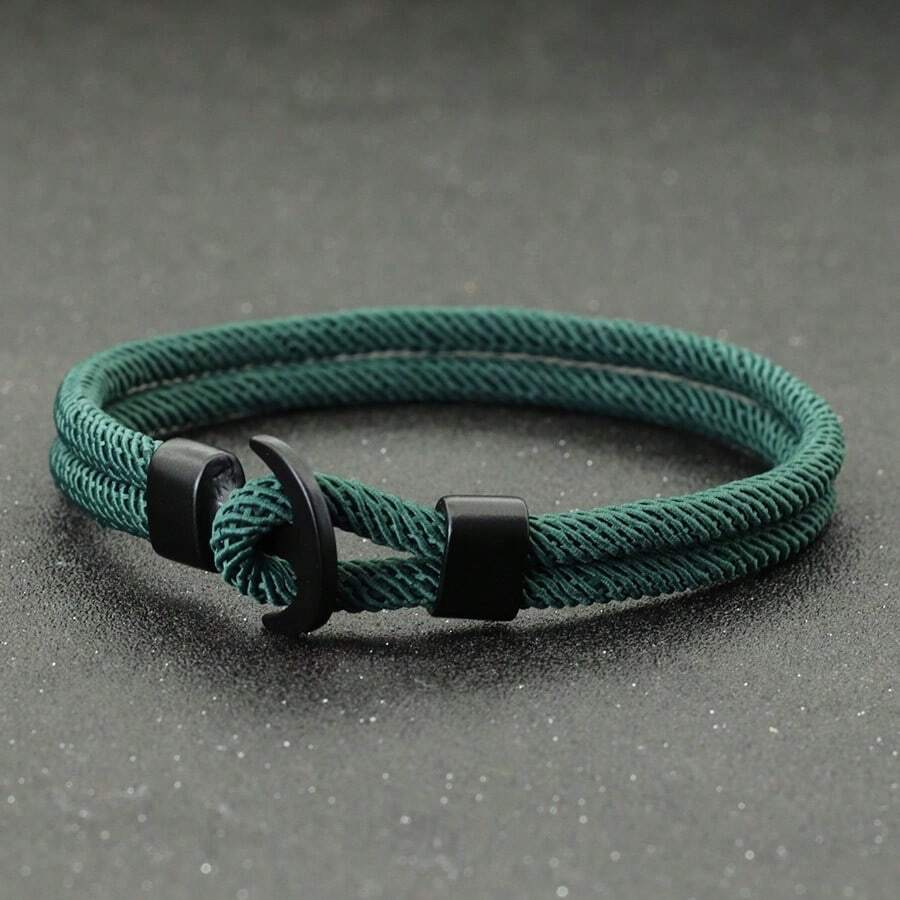 Personalized Men Anchor Nautical Bracelet Double Layer Rope Braclet ...