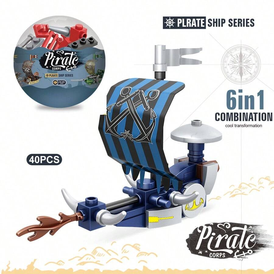 6 In 1 Pirate Legion Assemble Twisted Egg, Pirate Ship Model Small ...