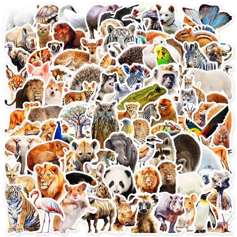 100Pcs Animal Stickers For Water Bottles, Realistic Nature Animal ...