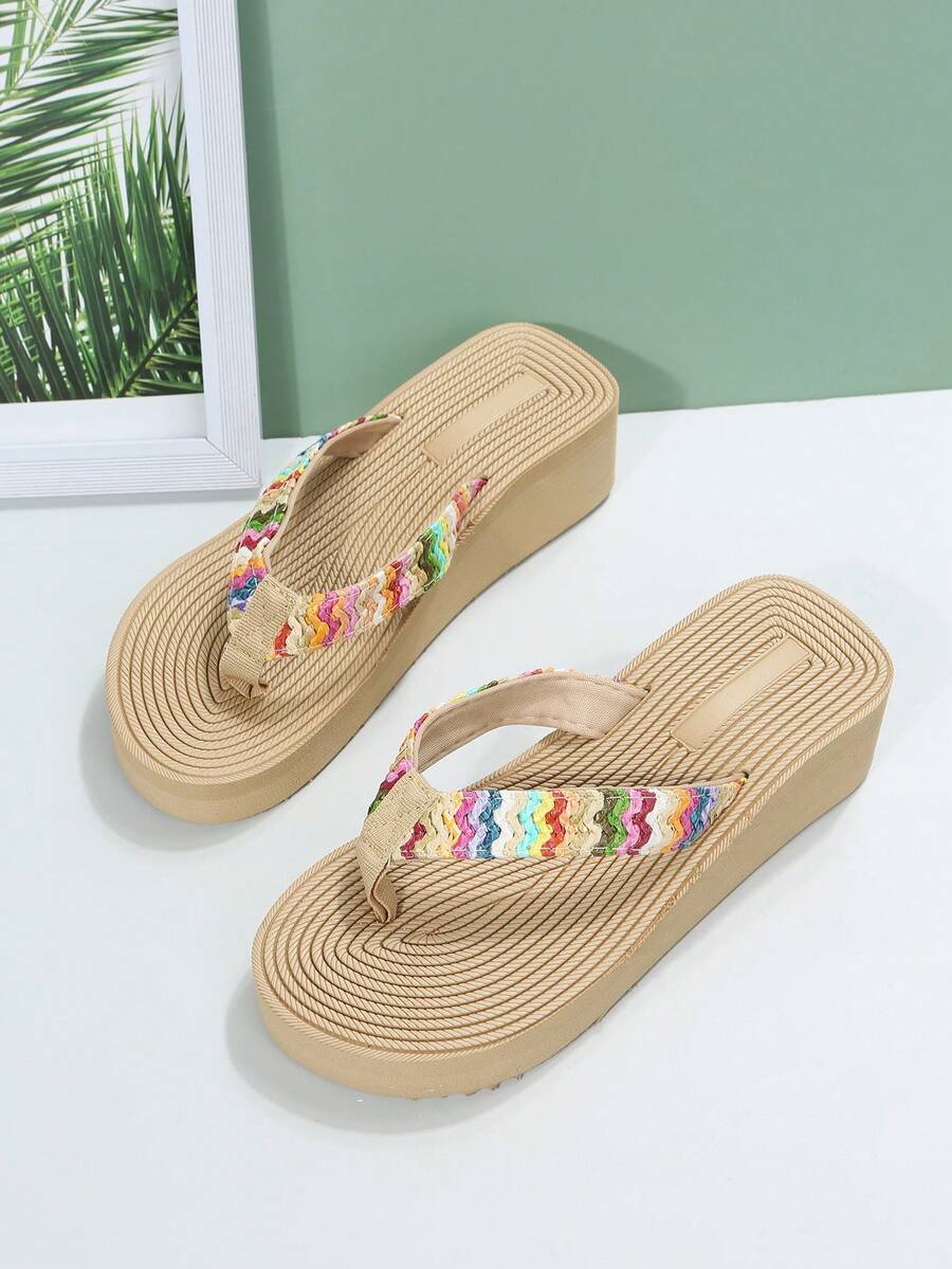 Women's New Summer Style Woven Rattan Platform Slippers, High-Heel ...