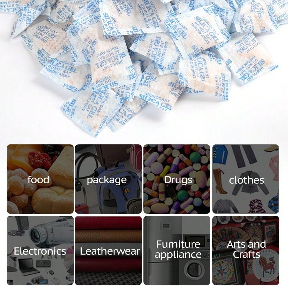 100 Packs Silica Gel Packets Assorted Reusable Desiccant Bags Color ...