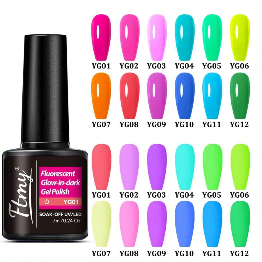 Ftmy New Arrival 7ml Neon Fluorescent Glow In The Dark Gel Polish Uv ...