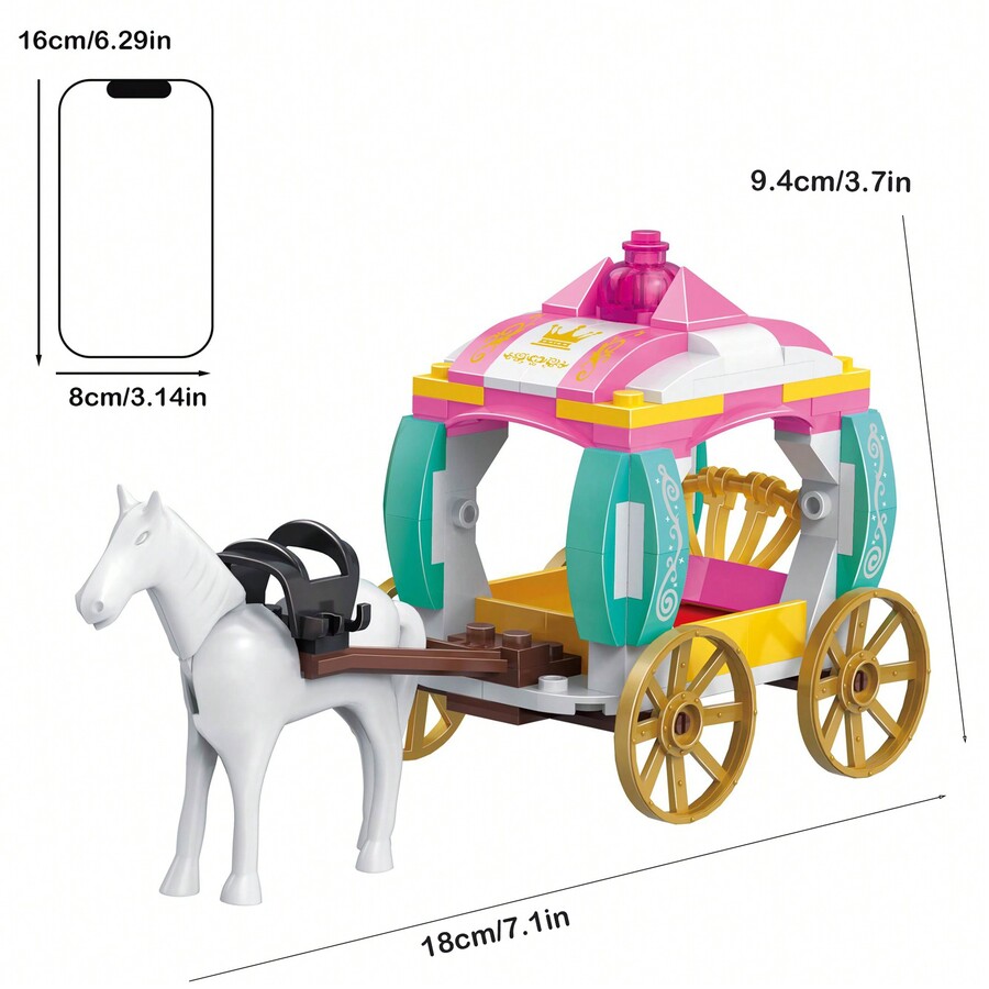 Girl Princess Garden Carriage Building Sets Pink Royal Carriage Ride ...