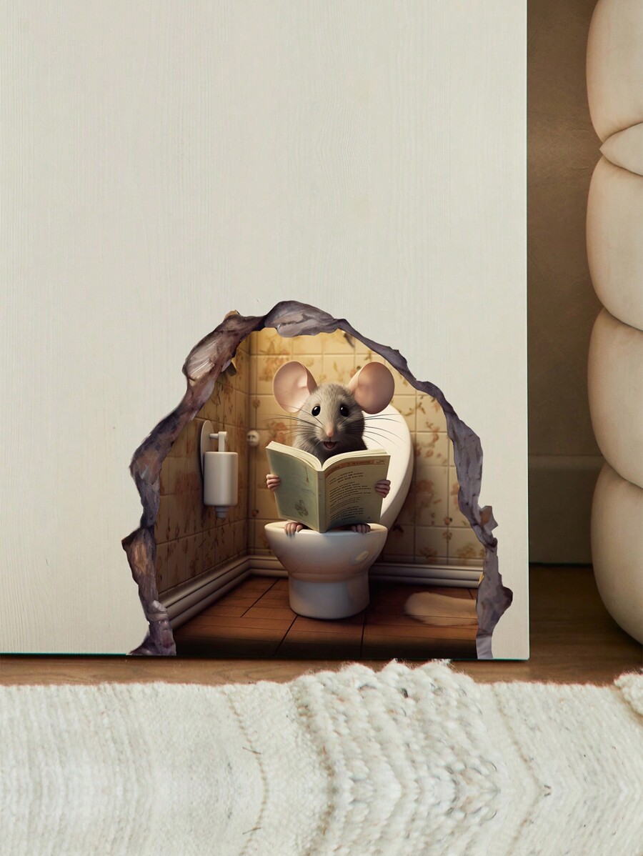 Funny Mouse Hole Wall Stickers Bedroom Kitchen Baseboard Home ...
