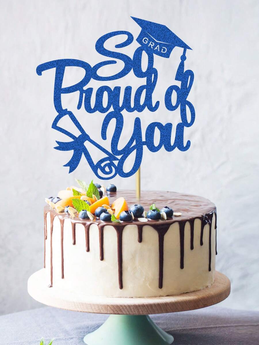 1pc Blue 'so Proud Of You' Graduation Cap & Diploma Certificate Paper ...