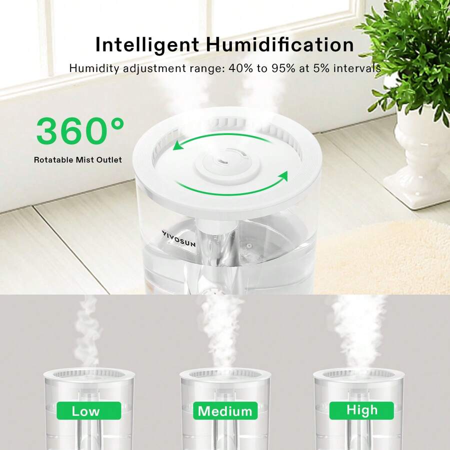 VIVOSUN 4L Air Humidifier, 2-In-1 Top Fill Cool & Warm Mist Humidifier ...