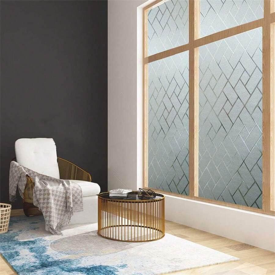 1 Roll Frosted Glass Window Film With Oblique Grid Pattern ...