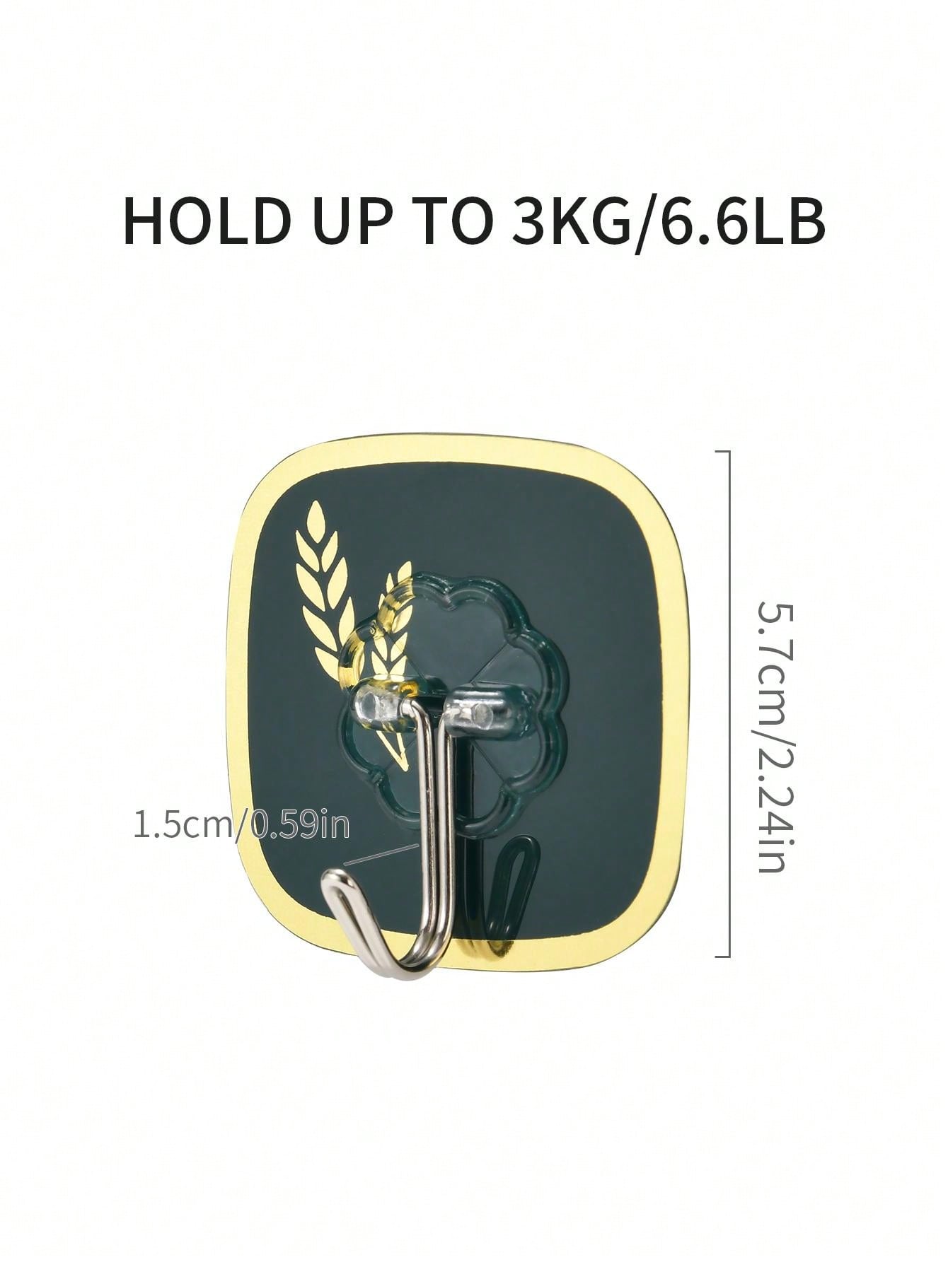 8pcs Acrylic No-Drilling Hanging Hook With Wheat Pattern, Gray Square ...