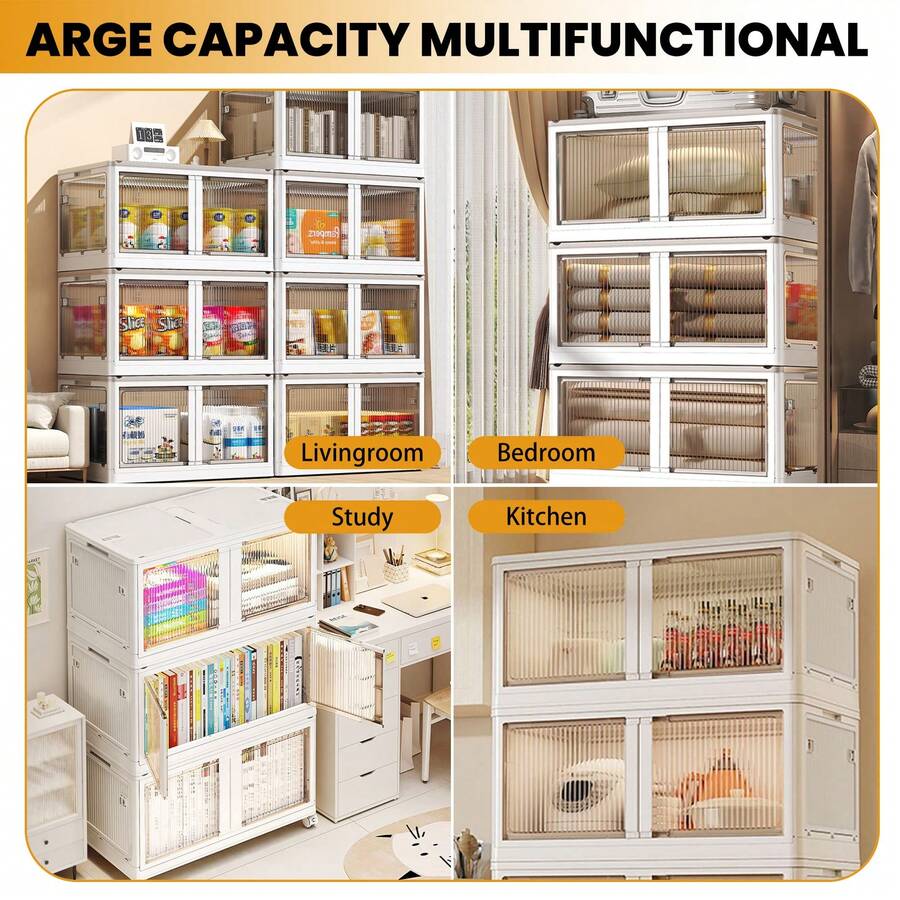 SUSTEAS Collapsible Storage Bins With Lids: Stackable, Moveable, And ...