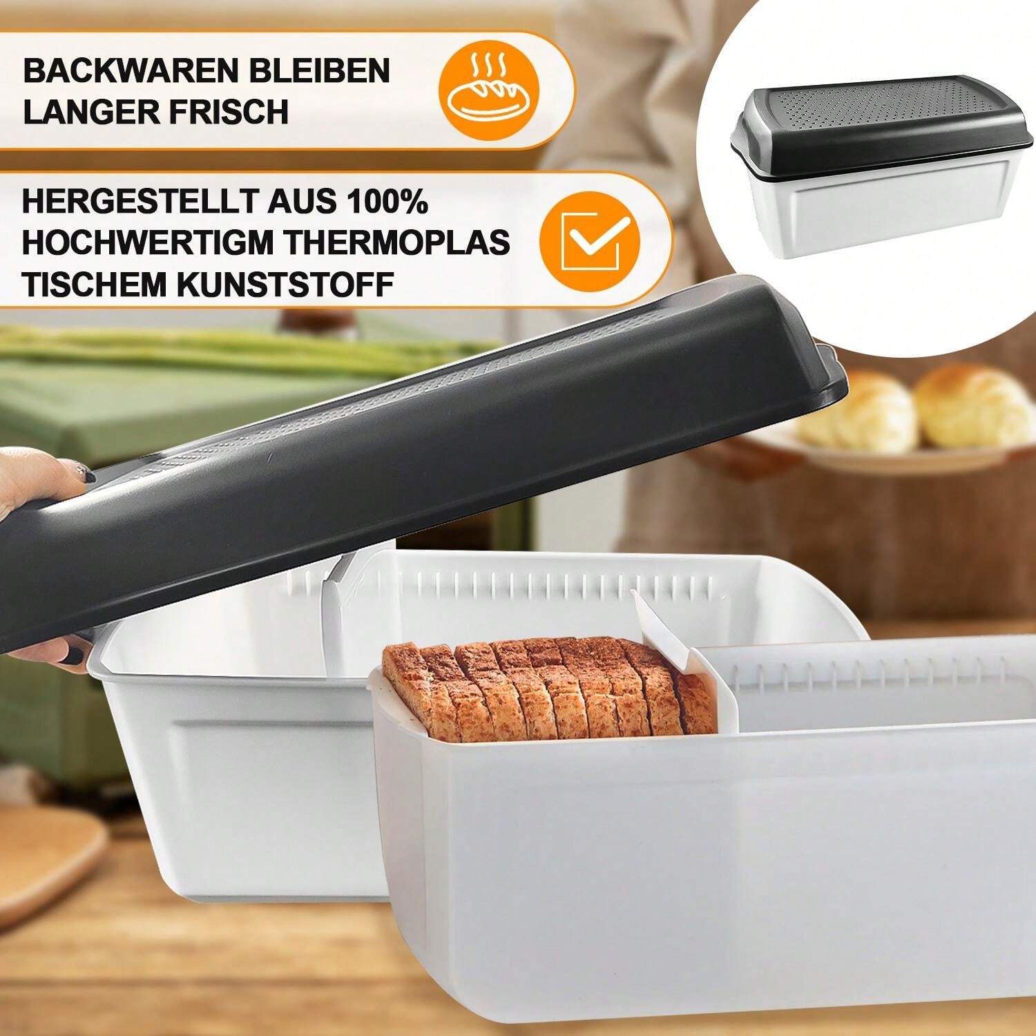 Bread Box, Smart Bread Box With Separator And Bread Lid Black, Food ...
