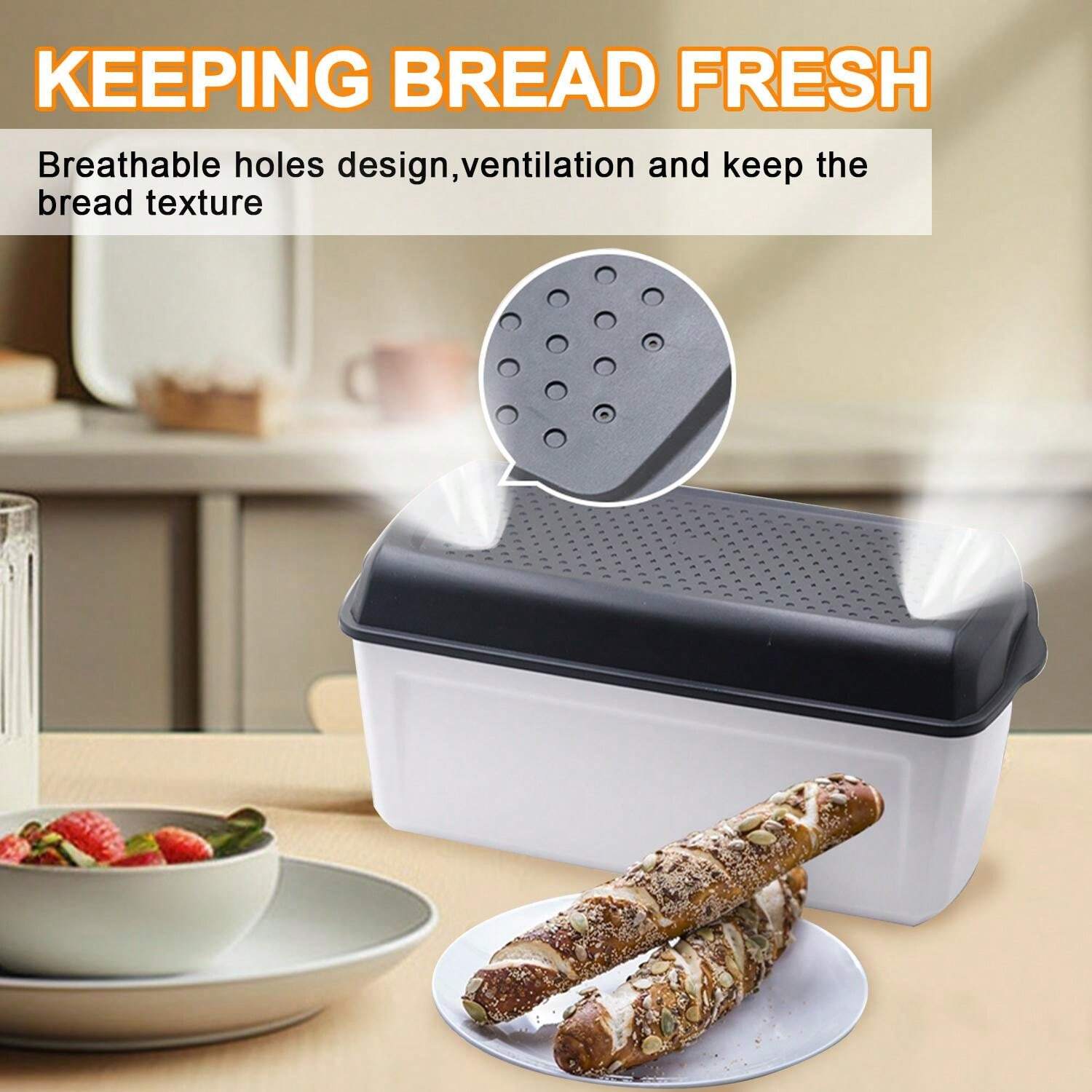 Bread Box, Smart Bread Box With Separator And Bread Lid Black, Food ...
