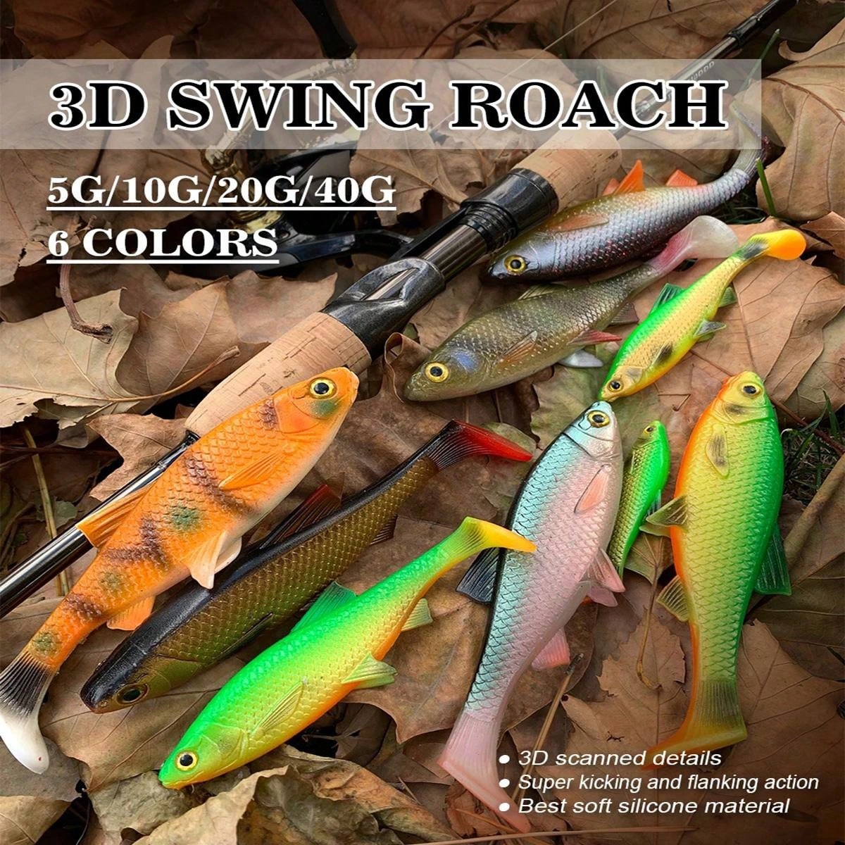 River Roach Paddle Tail Swimbait Soft Fishing Lure 8cm 10cm Walleye ...