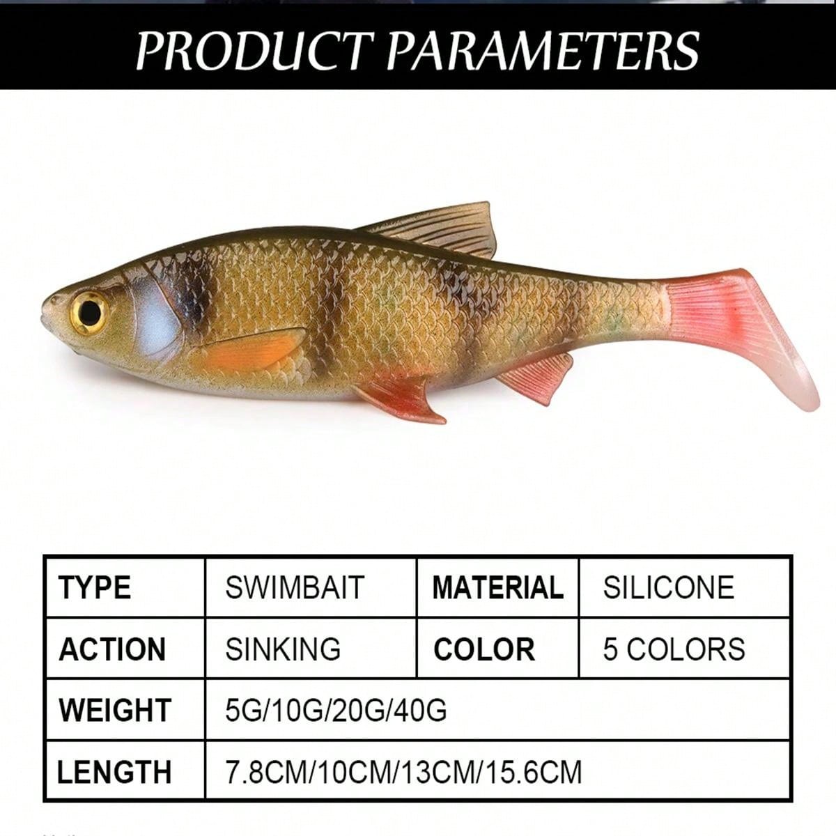 River Roach Paddle Tail Swimbait Soft Fishing Lure 8cm 10cm Walleye ...