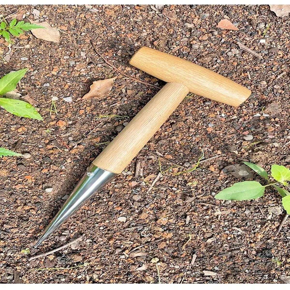 1pc Hand Sow Dibbler With Wood Handle For Sowing Seeds Transplanting ...