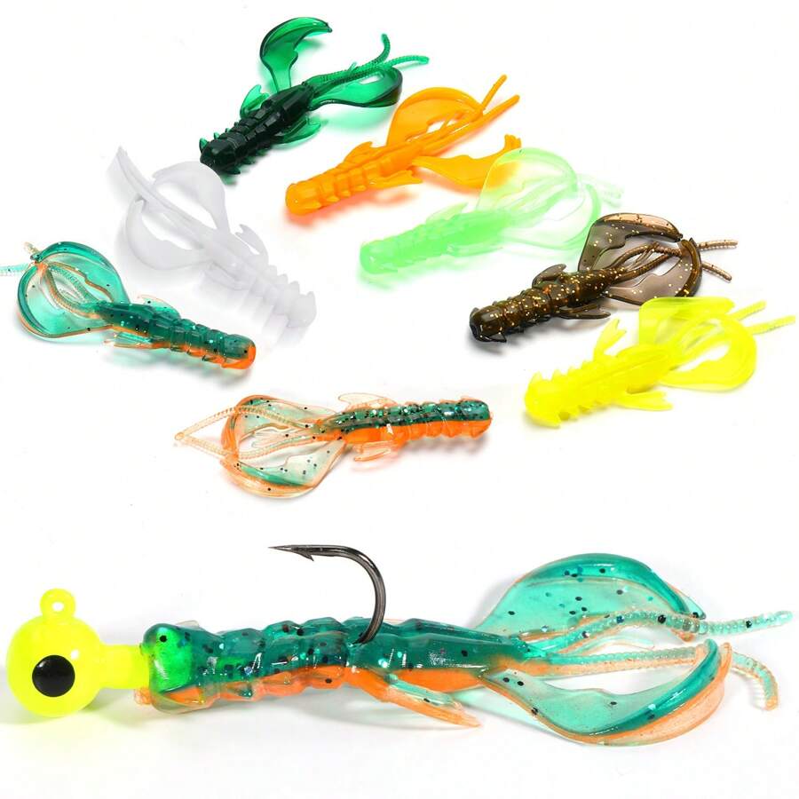Sougayilang 35Pcs/Bag Crawfish Fishing Lures 7 Colors Artificial Soft Silicone Shrimp Bait Set ...