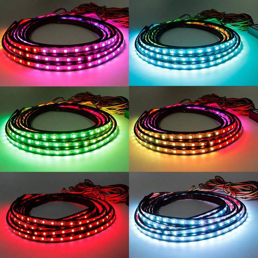 DERCLIVE 4Pcs Car Truck Undercar Glow RGB LED Strip Tube Chassis Neon ...