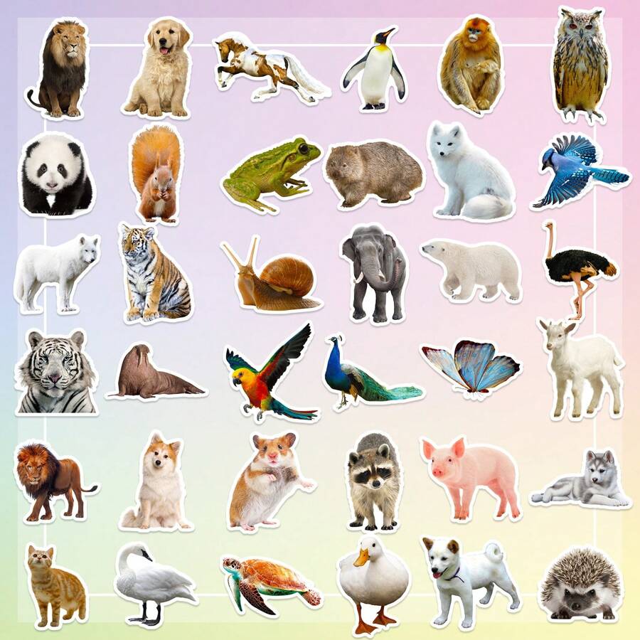 100Pcs Animal Stickers For Water Bottles, Realistic Nature Animal ...