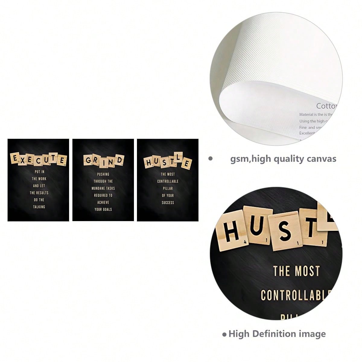 Set Of Three Inspirational Quotes Canvas Prints For Home And Office ...