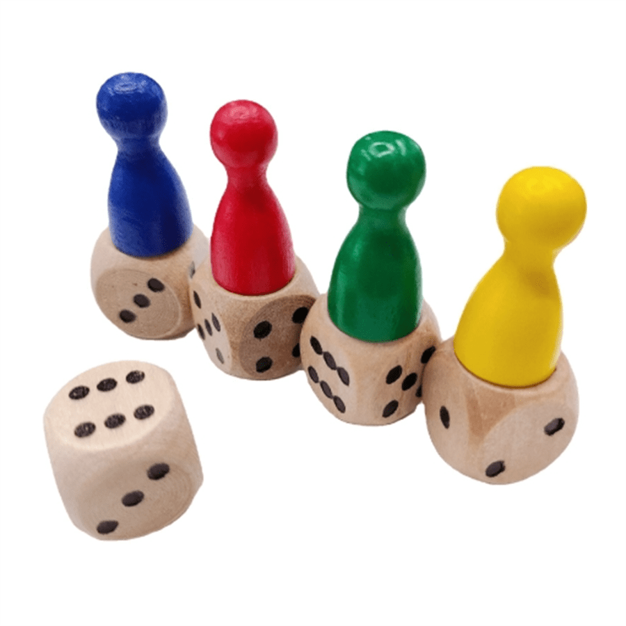 20pcs Random Wooden Chess Pieces And Dice Set For Board Games ...